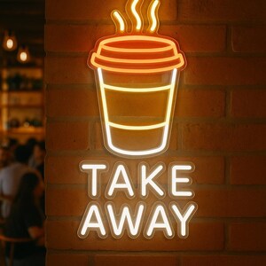 Take Away Neon Sign. Cafe LED Decor. Restaurant Neon Decor. Food ...