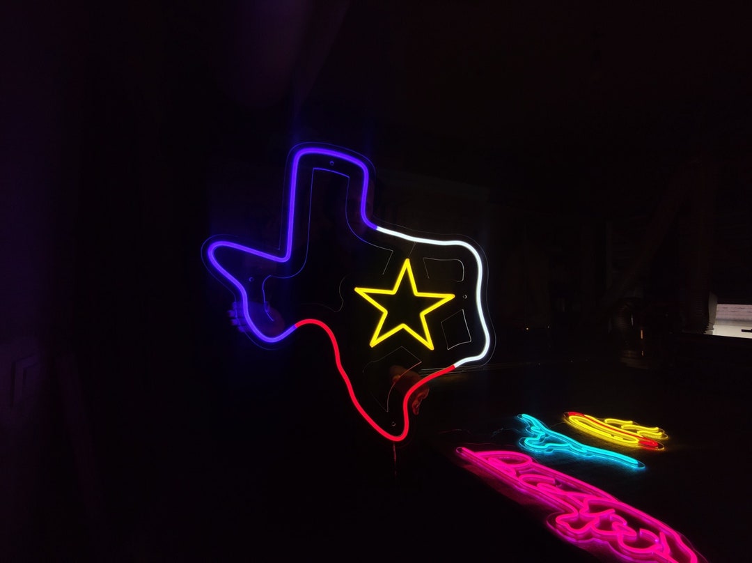 Texas Neon Sign, Texas Map Led Neon, the Lone Star State Sign, Light ...