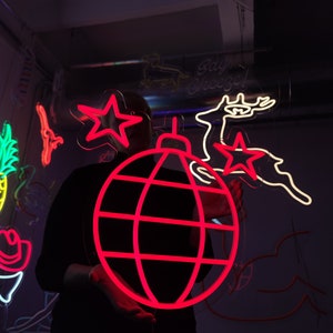 Disco Ball Neon Sign, Disco Ball Led Light, Neon Party Decor, Stars ...