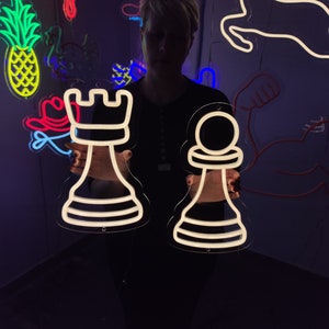 Chess Pawn Neon Sign, Chess Club Led Light Sign, Custom Chess Pieces ...