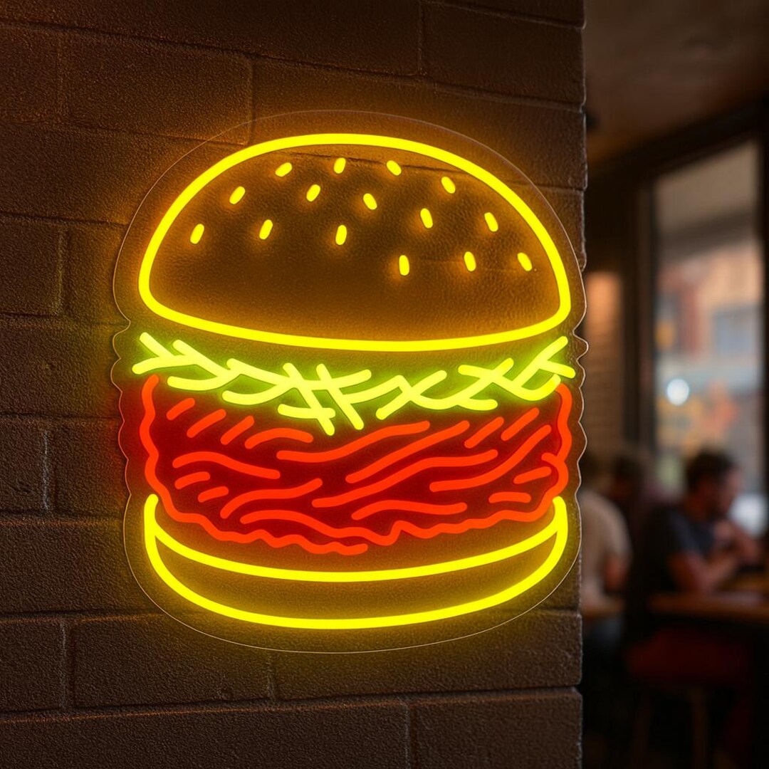 American Cuisine Restaurant Neon Sign. American Cuisine Dishes Light ...
