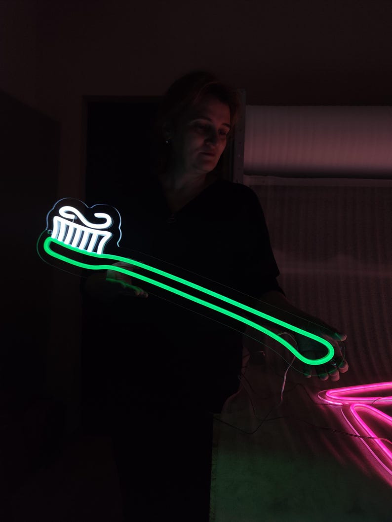 Toothbrush Neon Sign, Teeth Cleaning Led Neon, Dentist Led Light ...