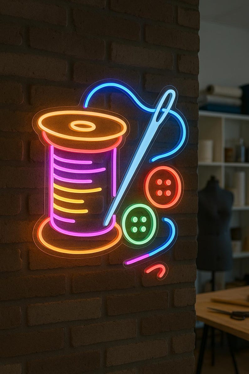 Spool of Thread Neon Sign. Gift Idea for Seamstress. LED Decor for ...