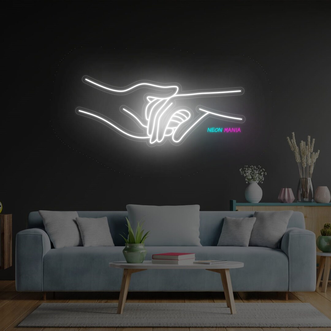 Hands Neon Sign, Holding Hands Neon Light, Touching Hands Led Light ...
