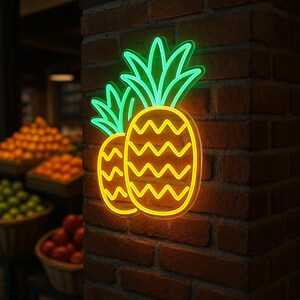 Pineapple Neon Sign. LED Fruit Shop Decor. Exotic Fruit Light Sign ...
