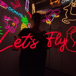 Lets Fly Neon Sign, Custom Fly Led Sign, Romantic Led Light, Custom Bar ...