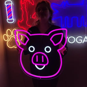 Pig Neon Sign, Pork Led Sign, Piggy Light Sign, Animal Neon Light ...