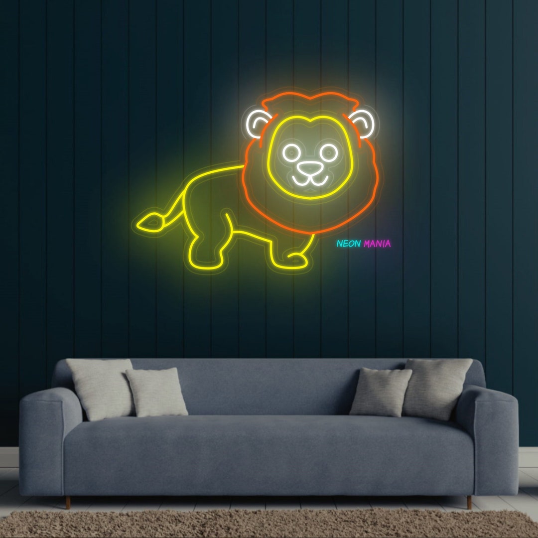 Lion Cub Neon Sign, Baby Lions Led Neon, Animal Led Light, Wild Animal ...