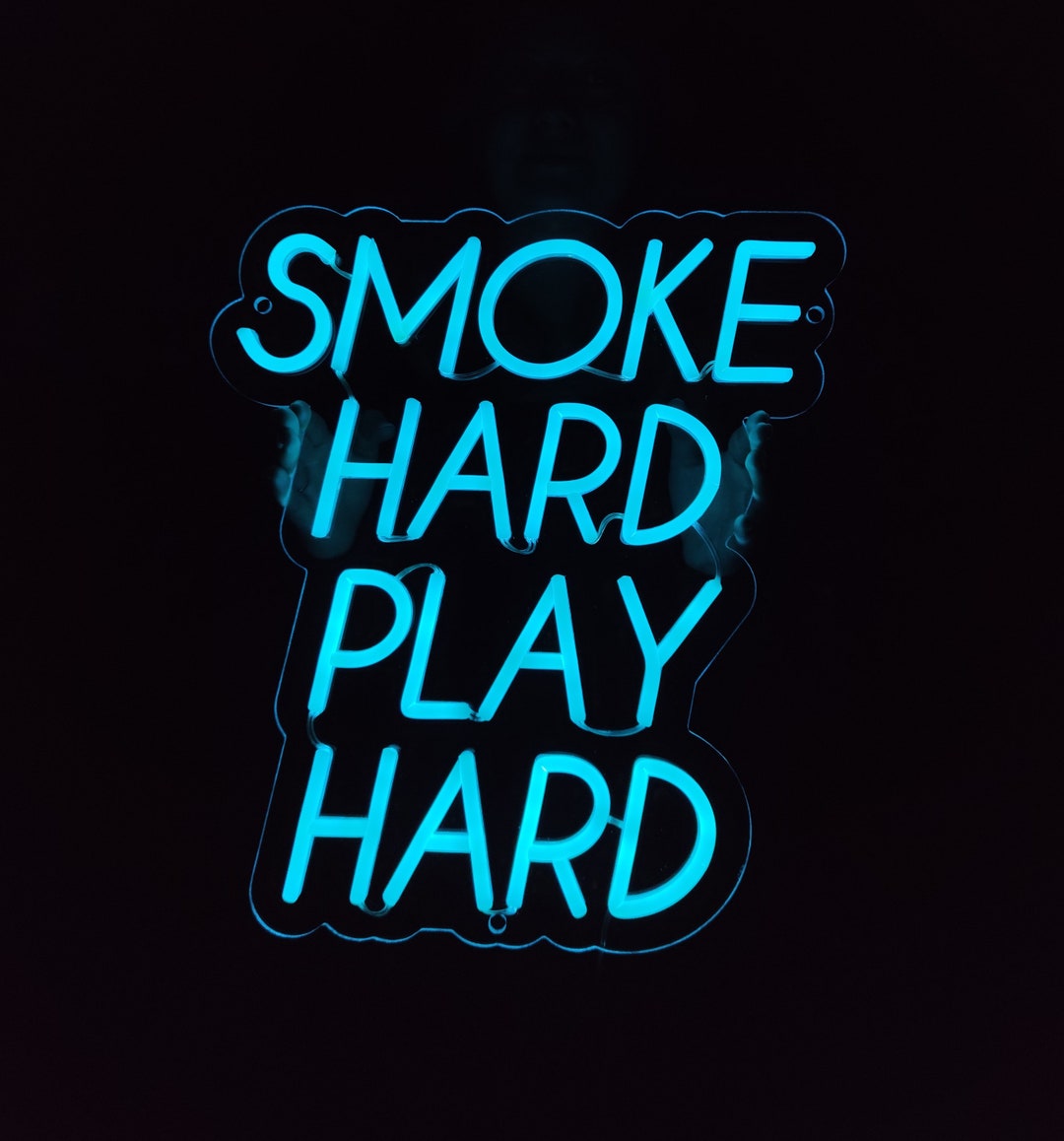 Smoke Hard Neon Sign, Play Hard Neon Sign, Custon Text Led Light ...