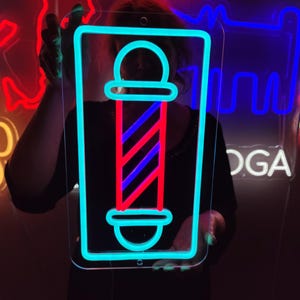 Barbershop Neon Sign. Cut and Shave, Barber & Whiskey, the Gentleman’s ...