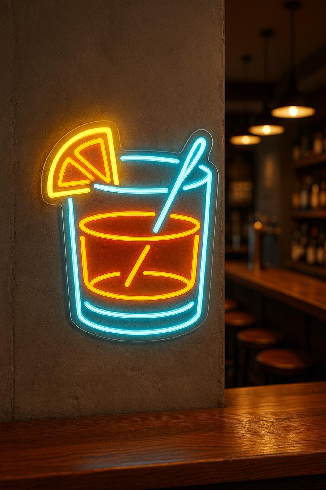 Whiskey Neon Sign. LED Bar Decor. Cocktail With Ice Led Light Decor - Etsy