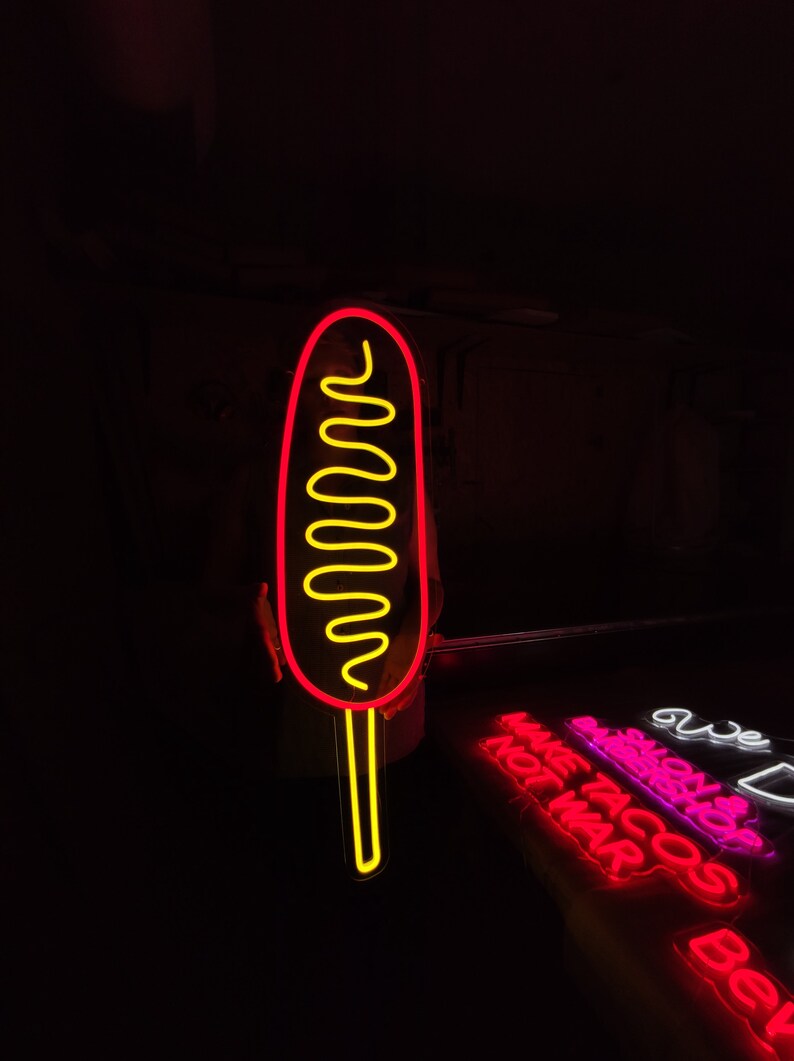 Corn Dog Neon Sign, Fast Food Led Light, Food Neon Light for Bar, Corn ...