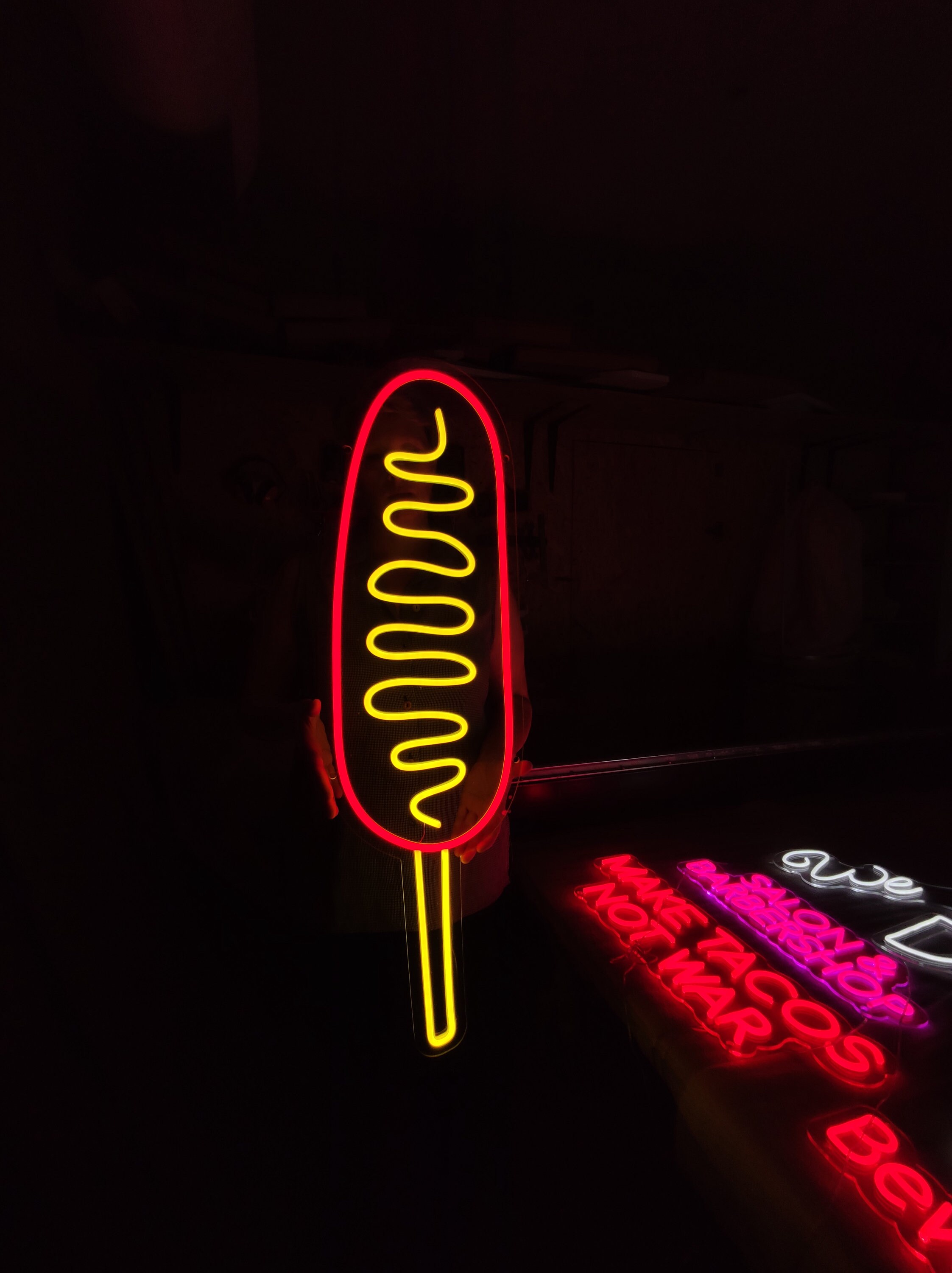 Corn Dog Neon Sign, Fast Food Led Light, Food Neon Light for Bar, Corn ...