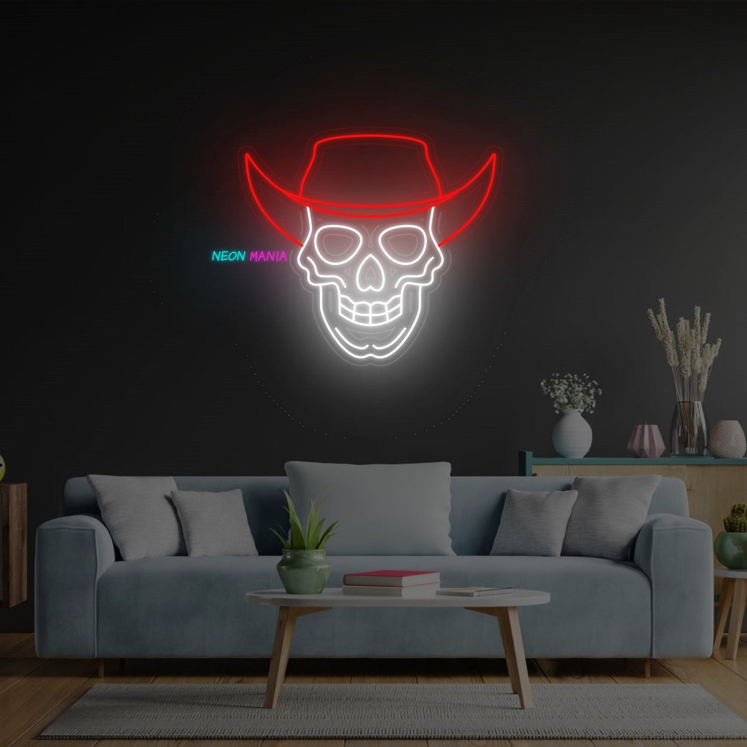 Cowboy Skull Neon Sign, Western Skull Led Light, Skeleton Led Light ...