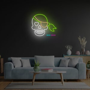 Pirate Neon Sign: Light up Your Room. Pirate Skull Led Neon. - Etsy
