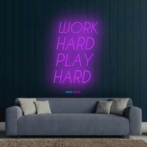 Work Hard Neon Sign Play Hard Neon Sign Custon Text Led | Etsy