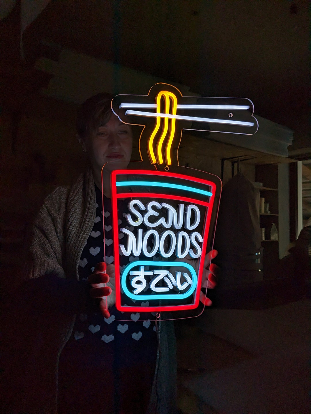 Send Noods Neon Sign, Noodle Neon Sign, Japanese Ramen Led Neon Sign ...