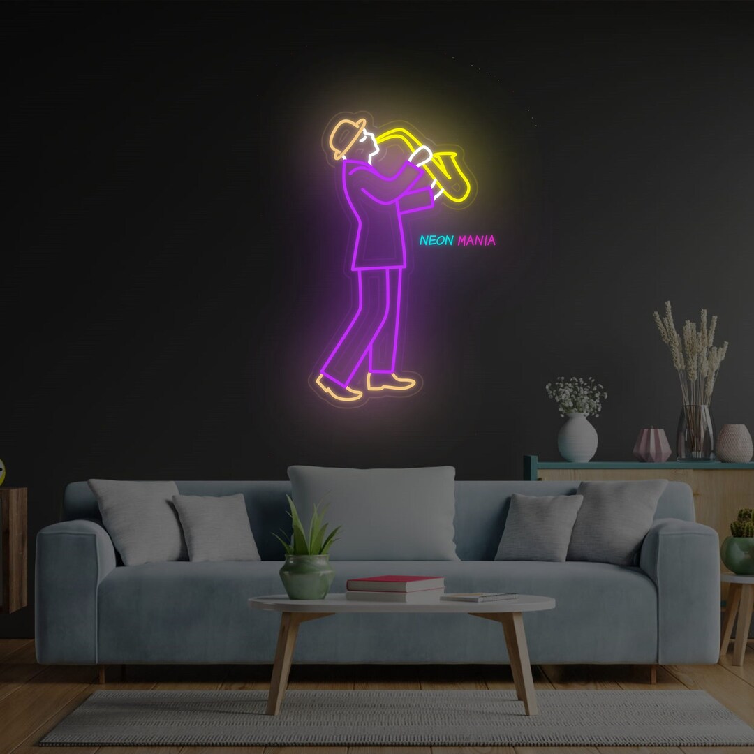 Musician Neon Sign, New Orleans Jazz Led Light, Music Instrument Led ...