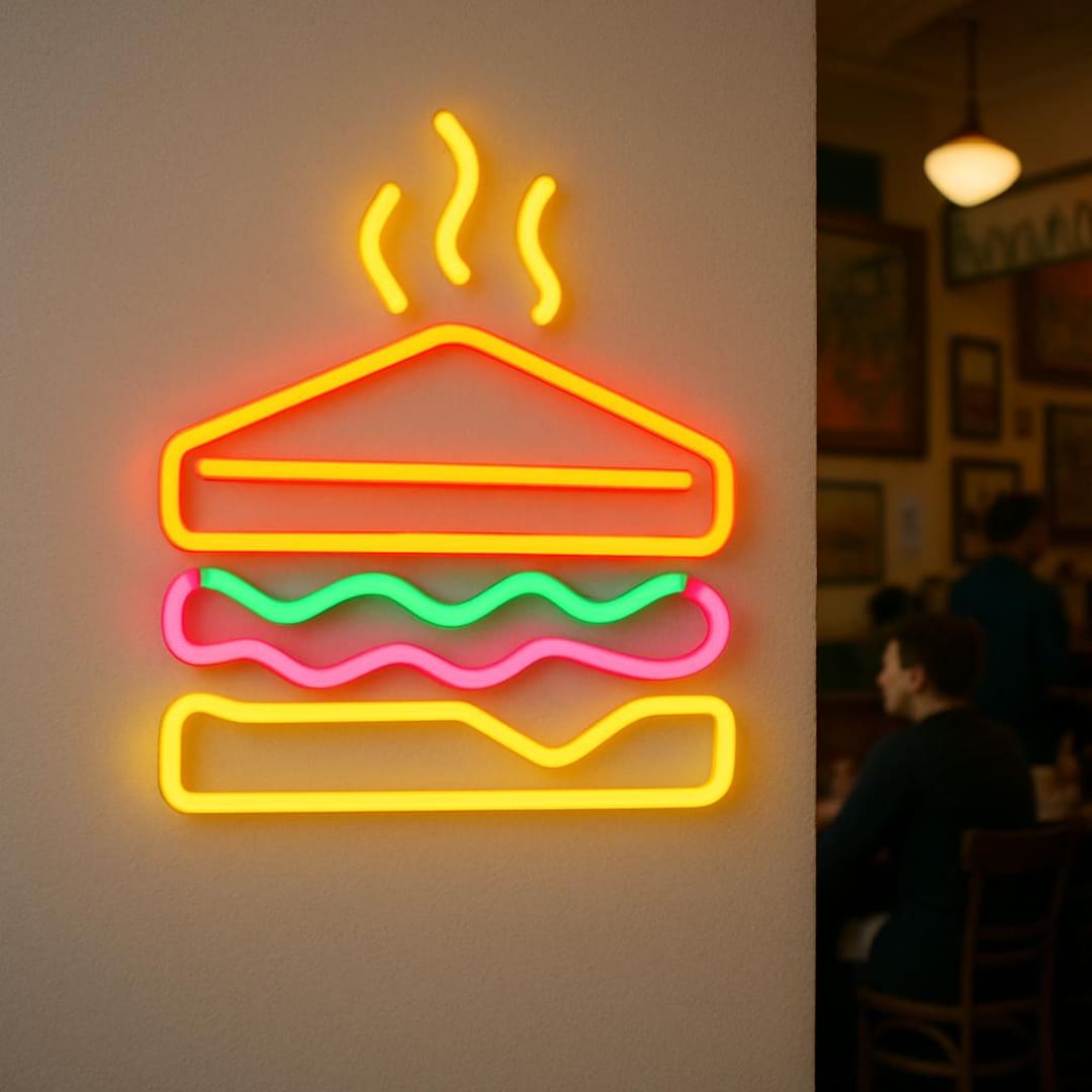 Sandwich Neon Sign. Bistro Light. Restaurant Led Sign. Breakfast Cafe ...