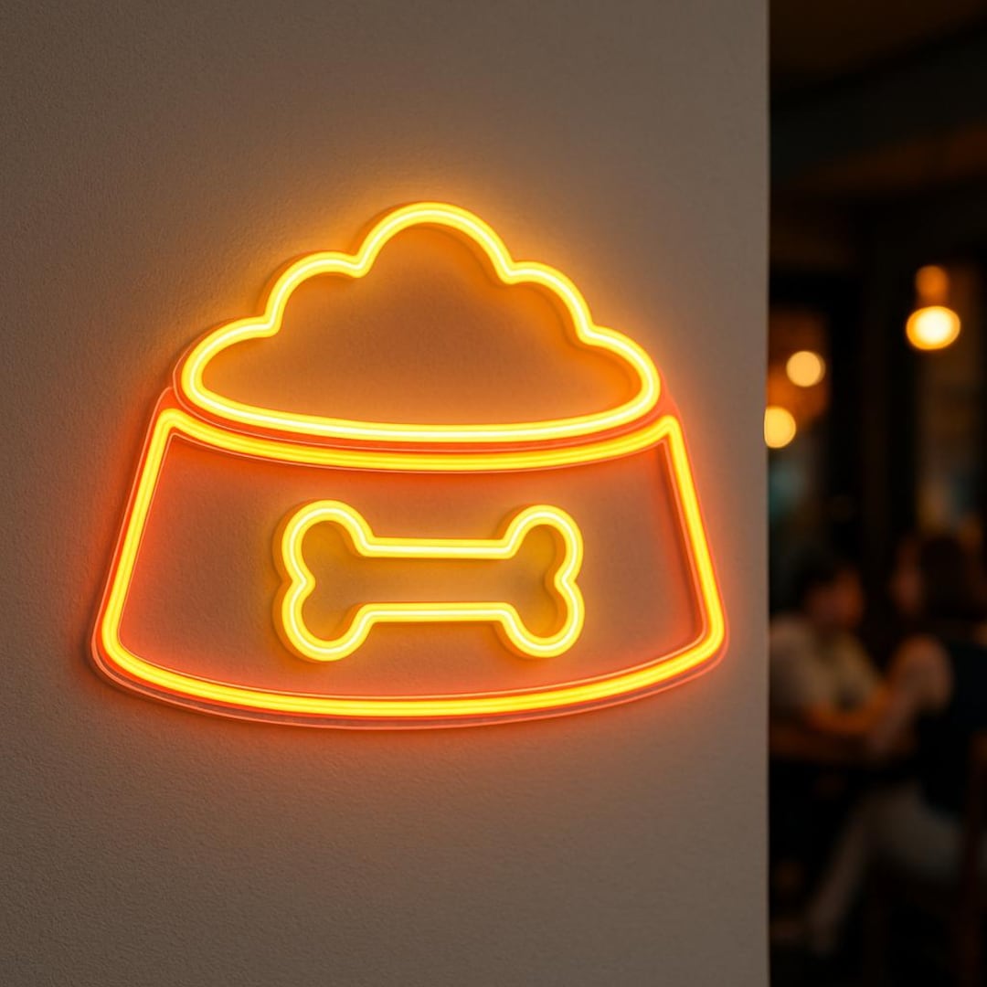 Animal Feed Neon Sign. Dog Food in a Plate Led Neon. Pet Shop Led Decor ...
