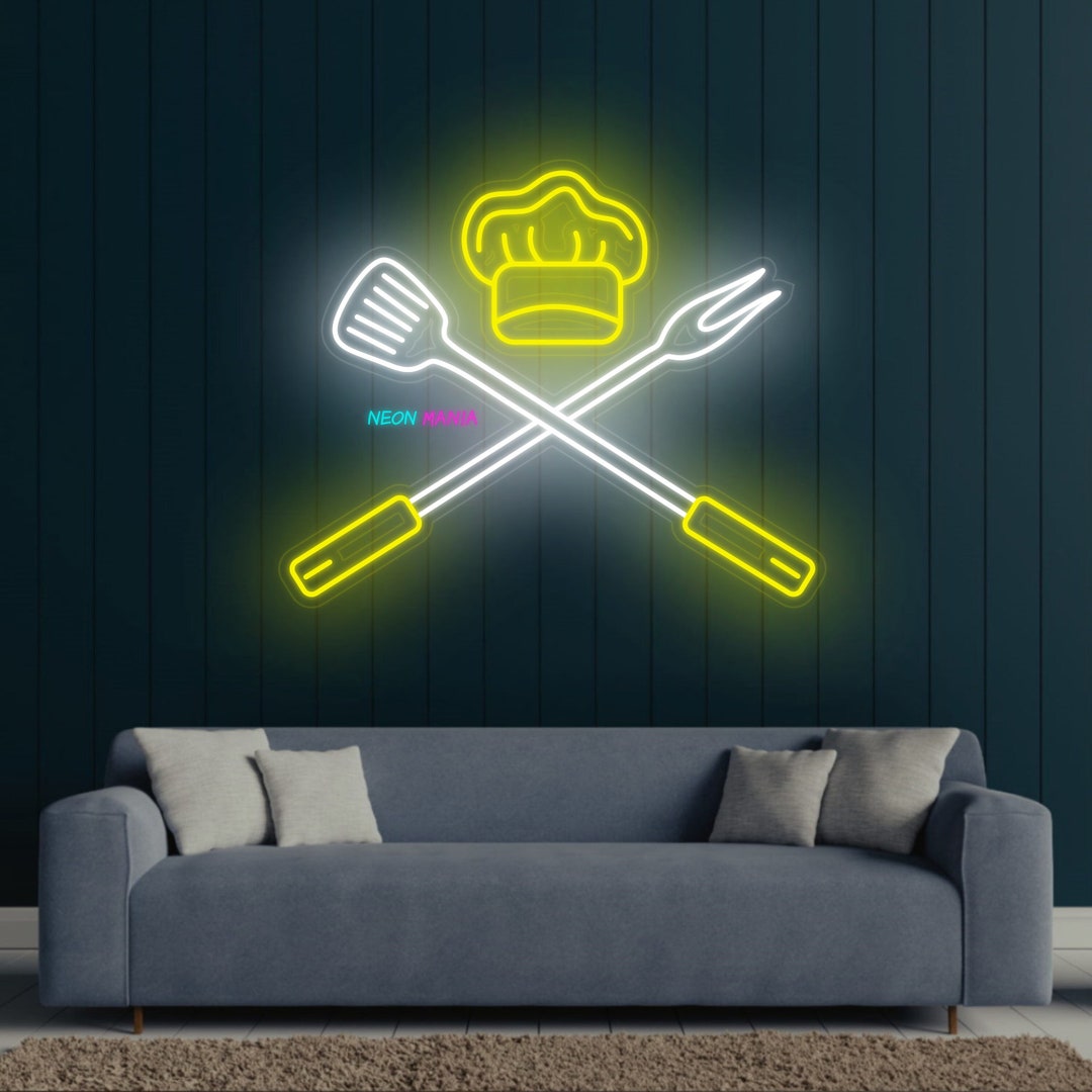 Chef's Hat Neon Sign, Cook's Hat Led Light, Cutlery Neon Light, Chef ...