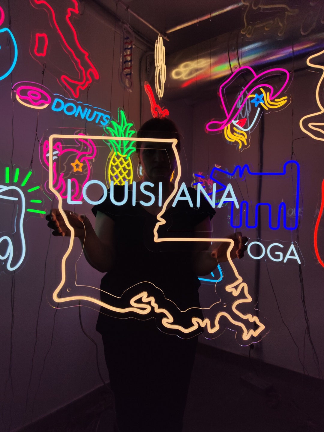Louisiana Map Neon Sign, State of the United States of America Led Neon ...