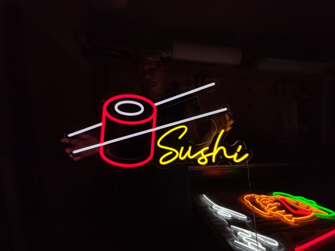 Sushi Neon Sign, Sushi Roll Set Neon Lights, Japanese Restaurant Led ...