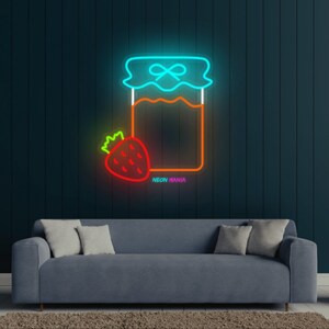 Jam Jar Neon Sign, Strawberry Jam Led Sign, Glass Jar Led Neon, Jam Led ...