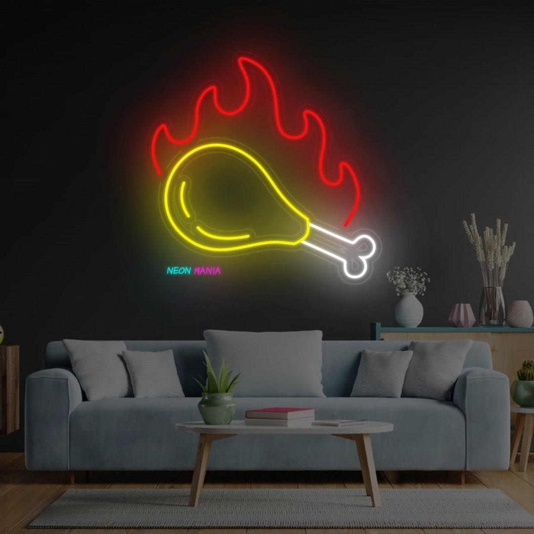 Chicken Neon Sign Chicken Leg Neon Light Fried Chicken Leg - Etsy
