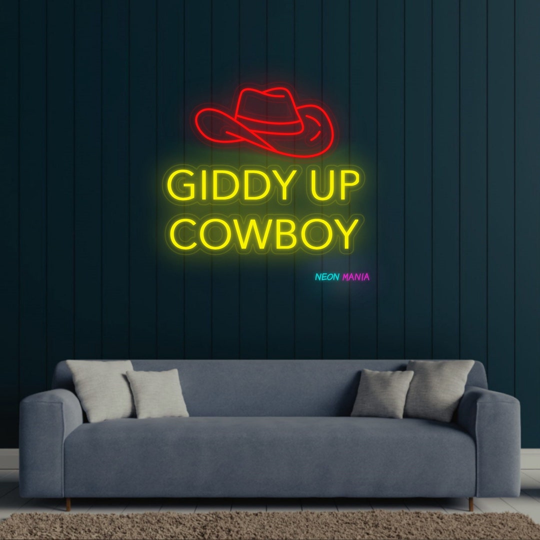 Giddy up Cowboy Neon Sign, Cowboy Hat Led Neon, Western Led Sign ...