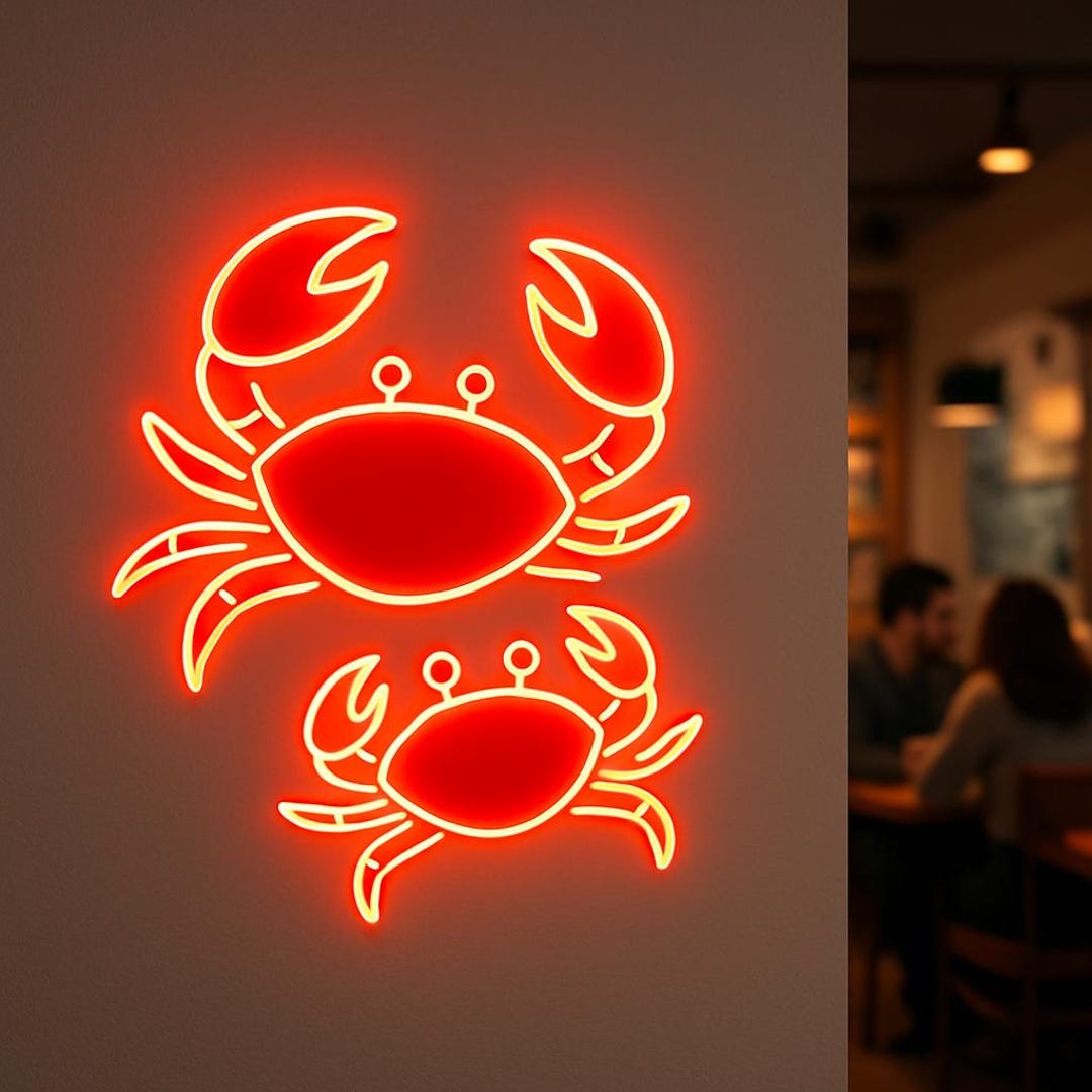 Crab Neon Sign. Restaurant Light. Living Room Led Sign. Small and Big ...