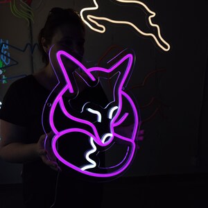 Fox Neon Sign, Sleeping Fox Light up Sign, Animal Led Light, Animal ...