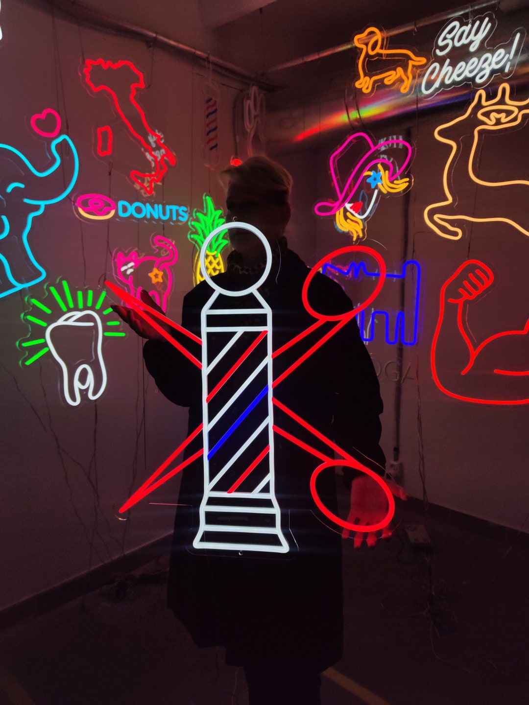 Barbers Pole Neon Sign, Barber's Pole Led Sign, Hairdressing Salon Led ...