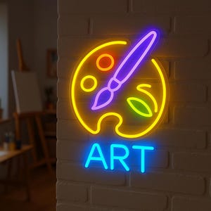 Art Studio Neon Sign. Art Studio and Paintbrush Neon Sign. Art Paint ...