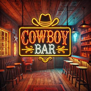 Cowboy LED Neon Sign. Cowboy Party Decor. Western Light Sign. Desert ...