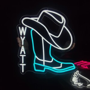 Cowboy Boot Neon Sign Cowboy Hat Light Sign Cowboy Shoe Led - Etsy