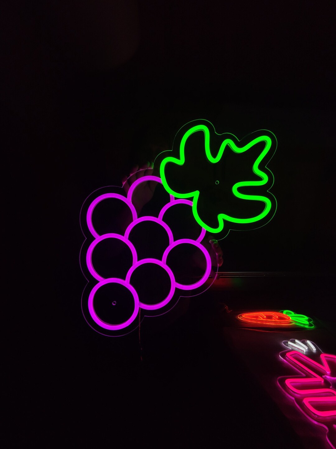 Grapes Neon Sign, Bunch of Grapes Led Light for Kitchen Decor, Custom ...