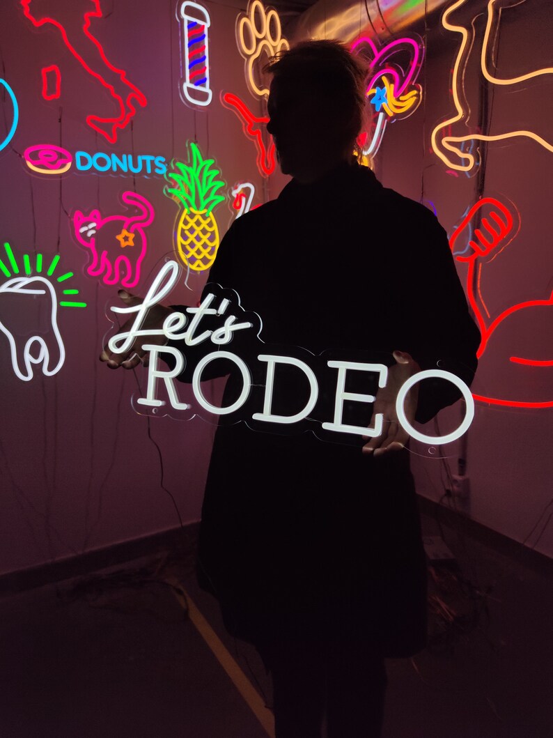 Lets Rodeo Neon Sign, Rodeo Led Sign, Western Decor Neon Light, Cowboy ...
