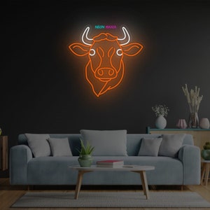 Cow Neon Sign: Light up Your Wall. Cow Head Led Light Wall Decor ...
