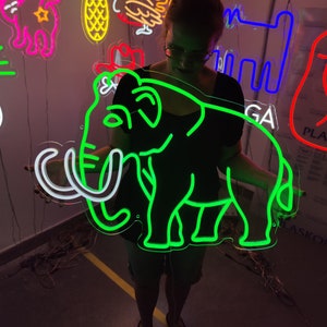 Mammoth Neon Sign, Animal Light Sign, Zoo Animal Led Neon, Circus Decor ...