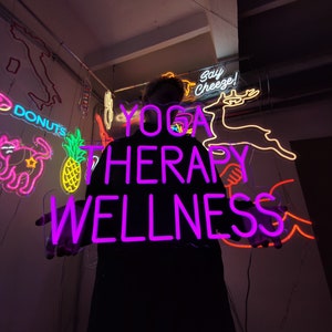 Yoga Therapy Wellness Neon Sign, Yoga Led Decor, Custom Yoga Therapy ...