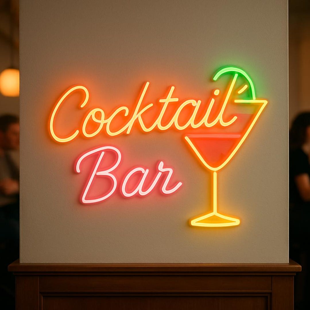 Cocktail Bar Neon Sign. Bar Light. Gift Idea Barista. Cocktail With ...