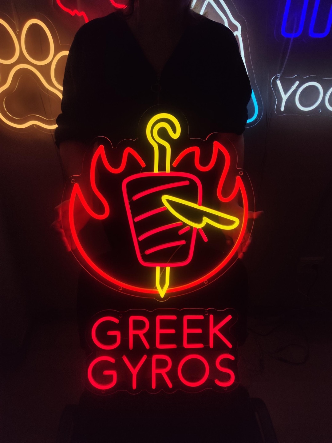 Greek Gyros Neon Sign. Restaurant Led Decor. Gyros Light Sign. - Etsy