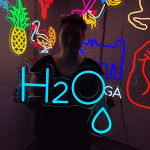 H2O Neon Sign, Water Molecule Neon Light, Drop Led Light, Custom Water ...