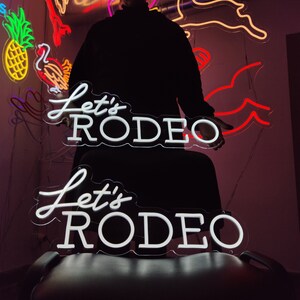 Lets Rodeo Neon Sign, Rodeo Led Sign, Western Decor Neon Light, Cowboy ...
