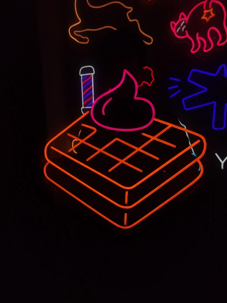 Waffles Neon Sign: Light up Your Cafe. Belgian Waffles Led Sign. Custom ...