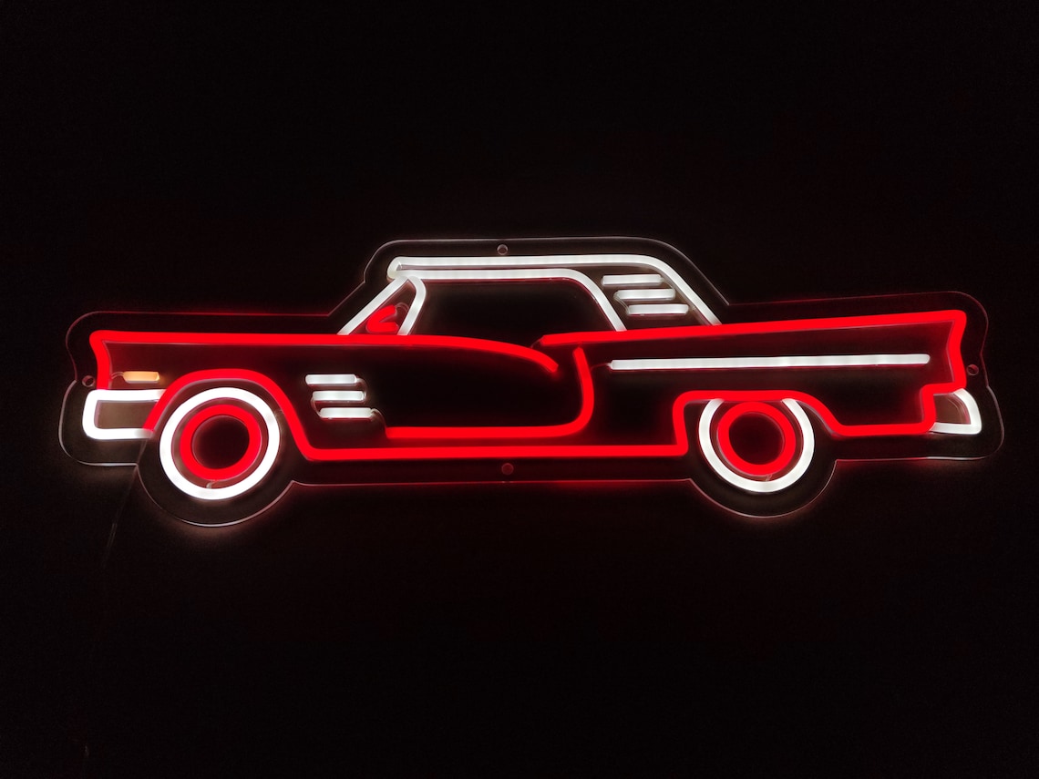 Car Neon Sign Custom Vintage Led Light up for Bedroom Salon - Etsy