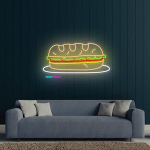 Sandwich Neon Sign, Hoagie Led Sign, Burger Light Sign, Fast Food Neon ...