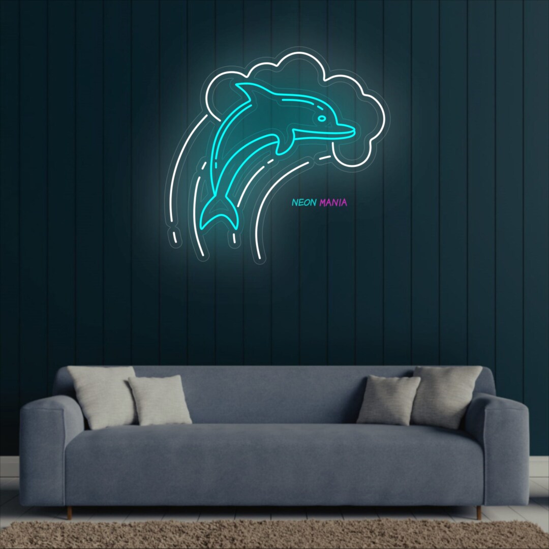 Dolphin Neon Sign, Waves Neon Light, Dolphin in Waves Led Light, Sea ...