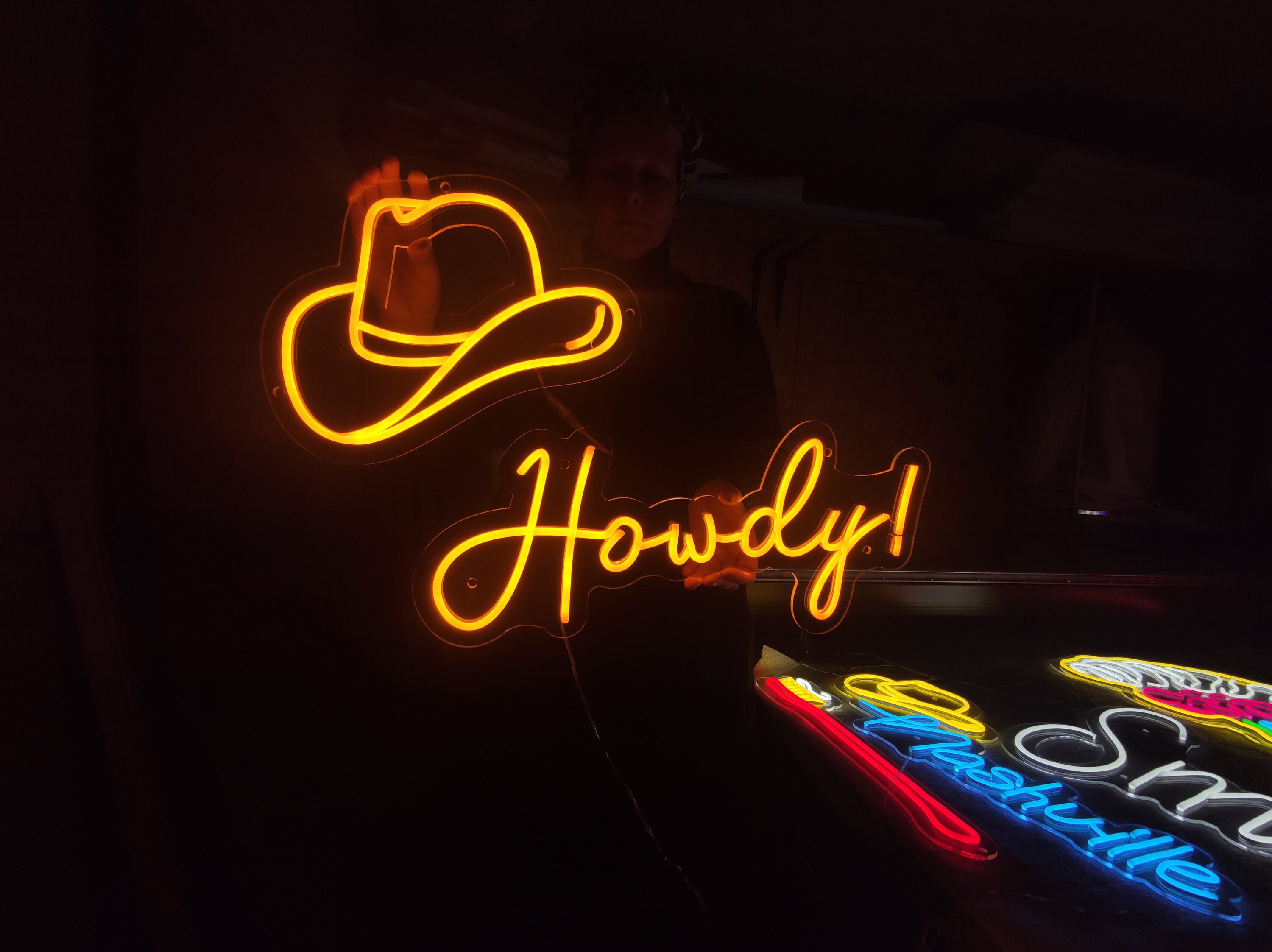 Howdy Neon Sign, Led Cowboy Hat Sign, Western Led Sign, North American ...
